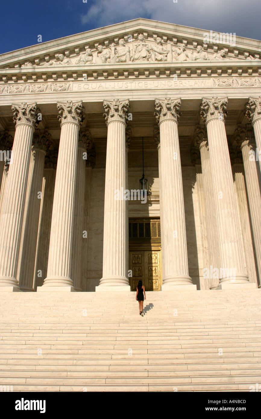 Woman steps of courthouse hi-res stock photography and images - Alamy