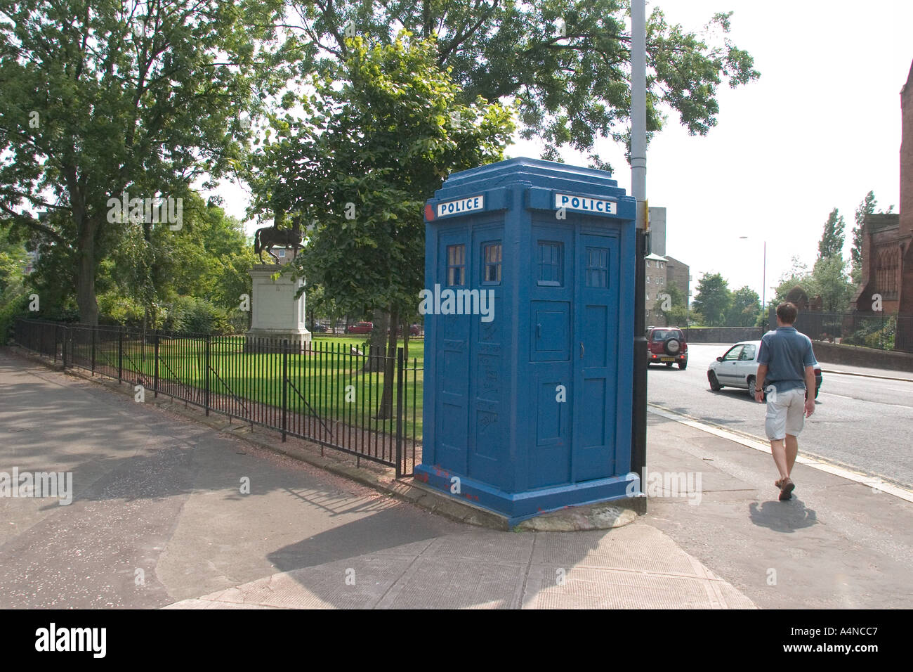 Old fashioned blue Police telephone box Glasgow Scotland Stock Photo ...