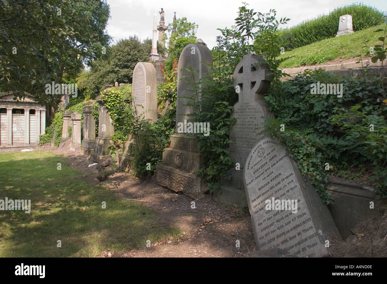Fallen headstone in The Necropolis Cemetery Glasgow Cathedral Scotland ...