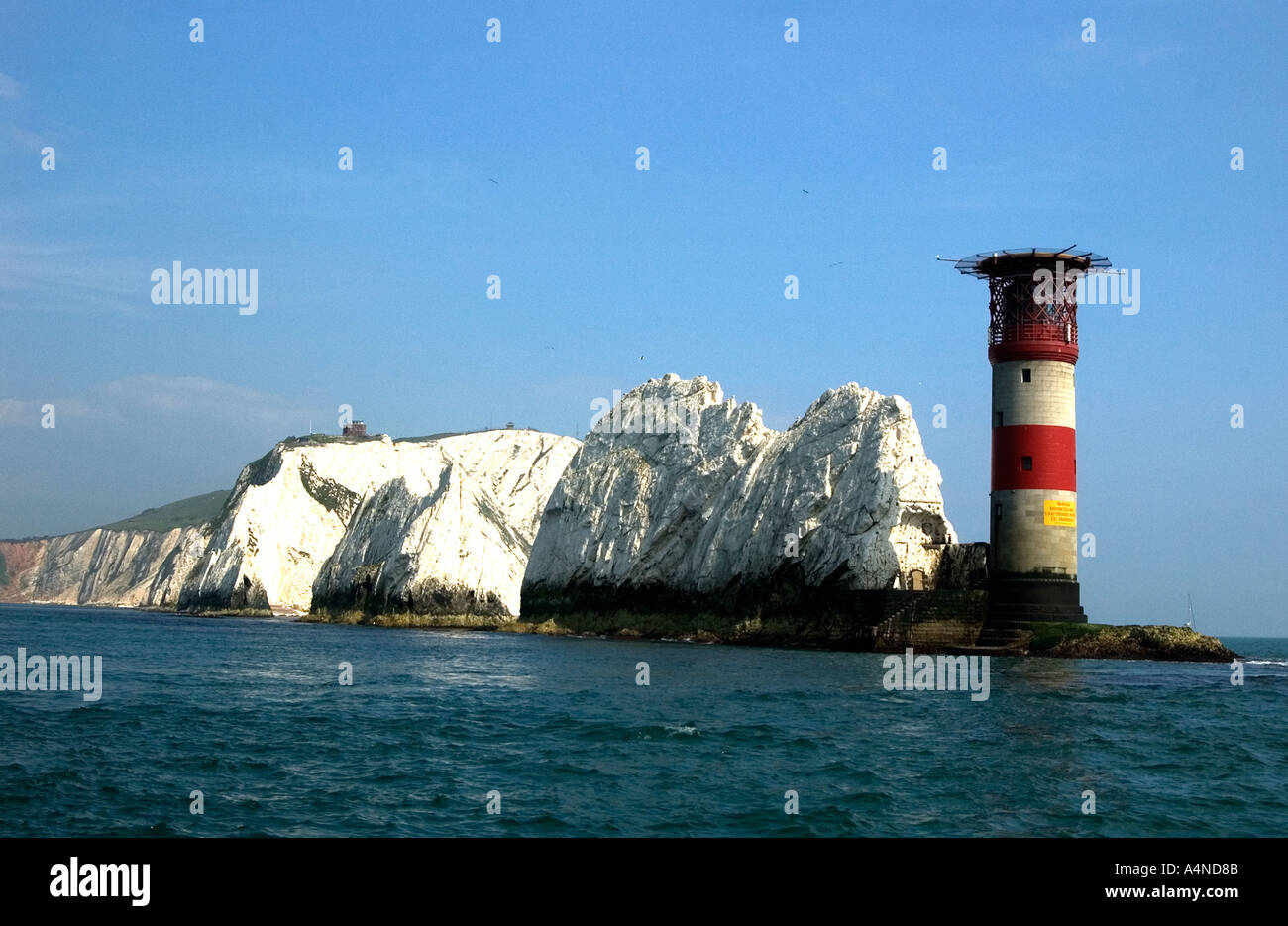 Lighthouse at the Needles in Alum Bay, Isle of Wight, England, United ...