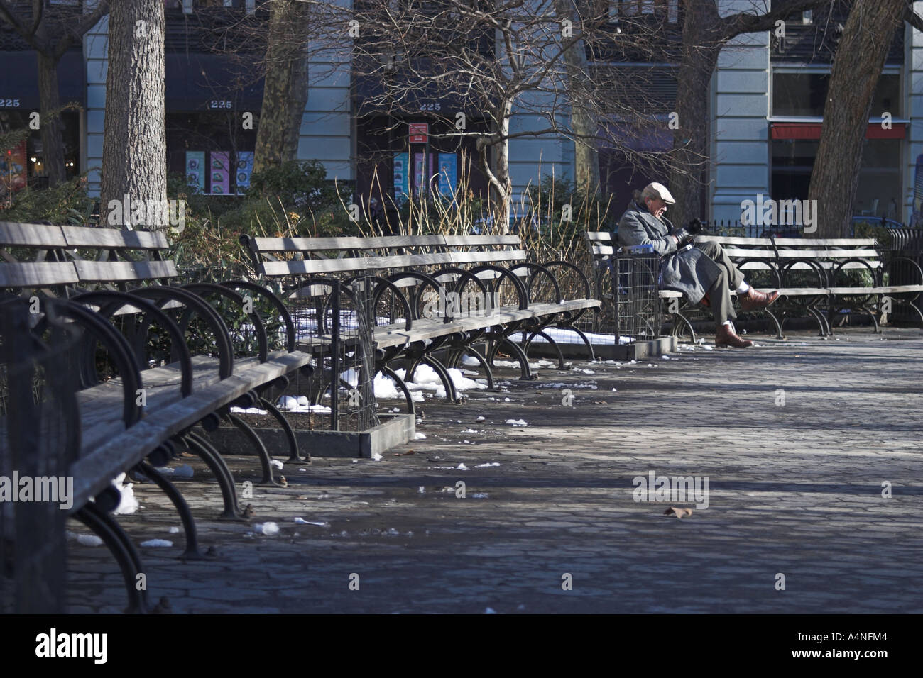 Man on Bench in Park in New York City, United States of America Stock ...