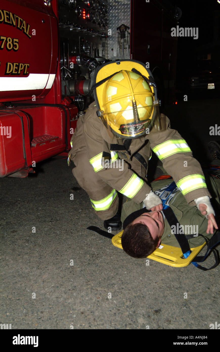 Firefighters from the Occidental Volunteer Fire Department remove an ...