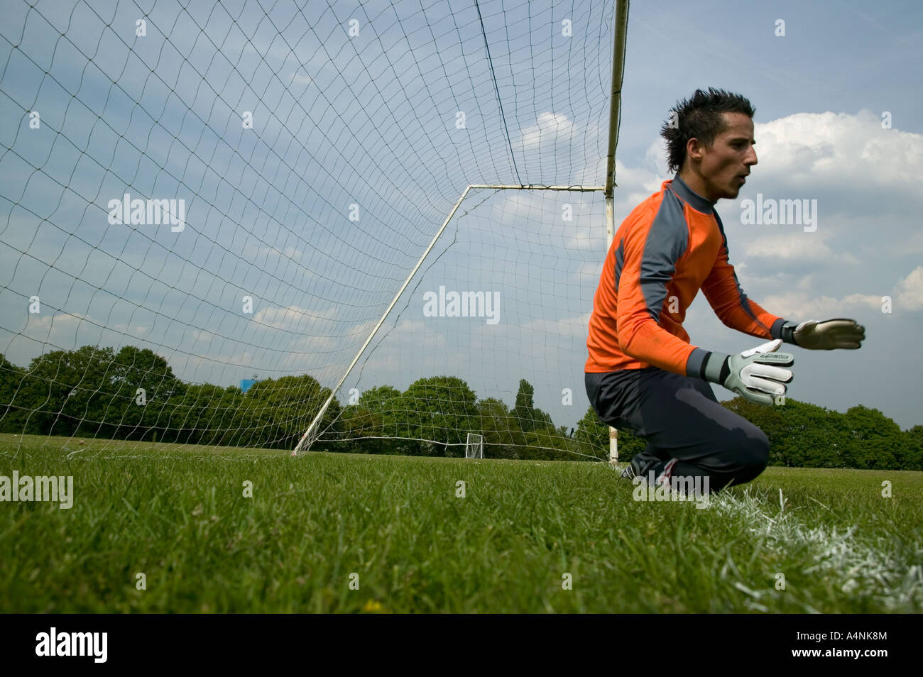 Saving a goal Stock Photo - Alamy