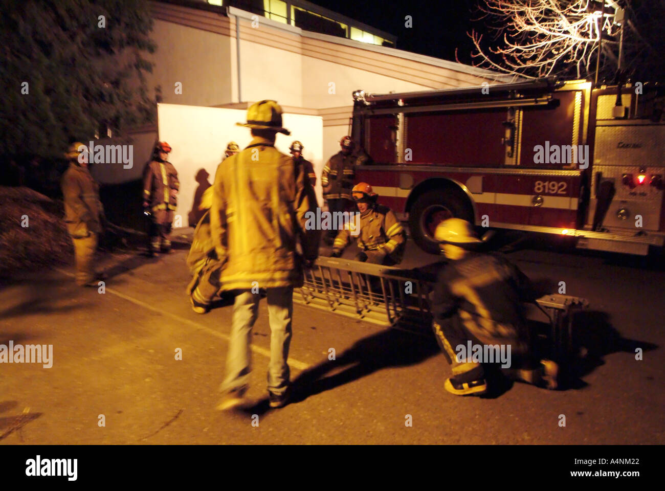 Firefighter trainees practice their skills with ladders Stock Photo - Alamy