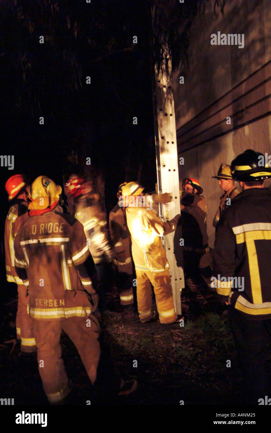 Firefighter trainees practice their skills with ladders Stock Photo - Alamy