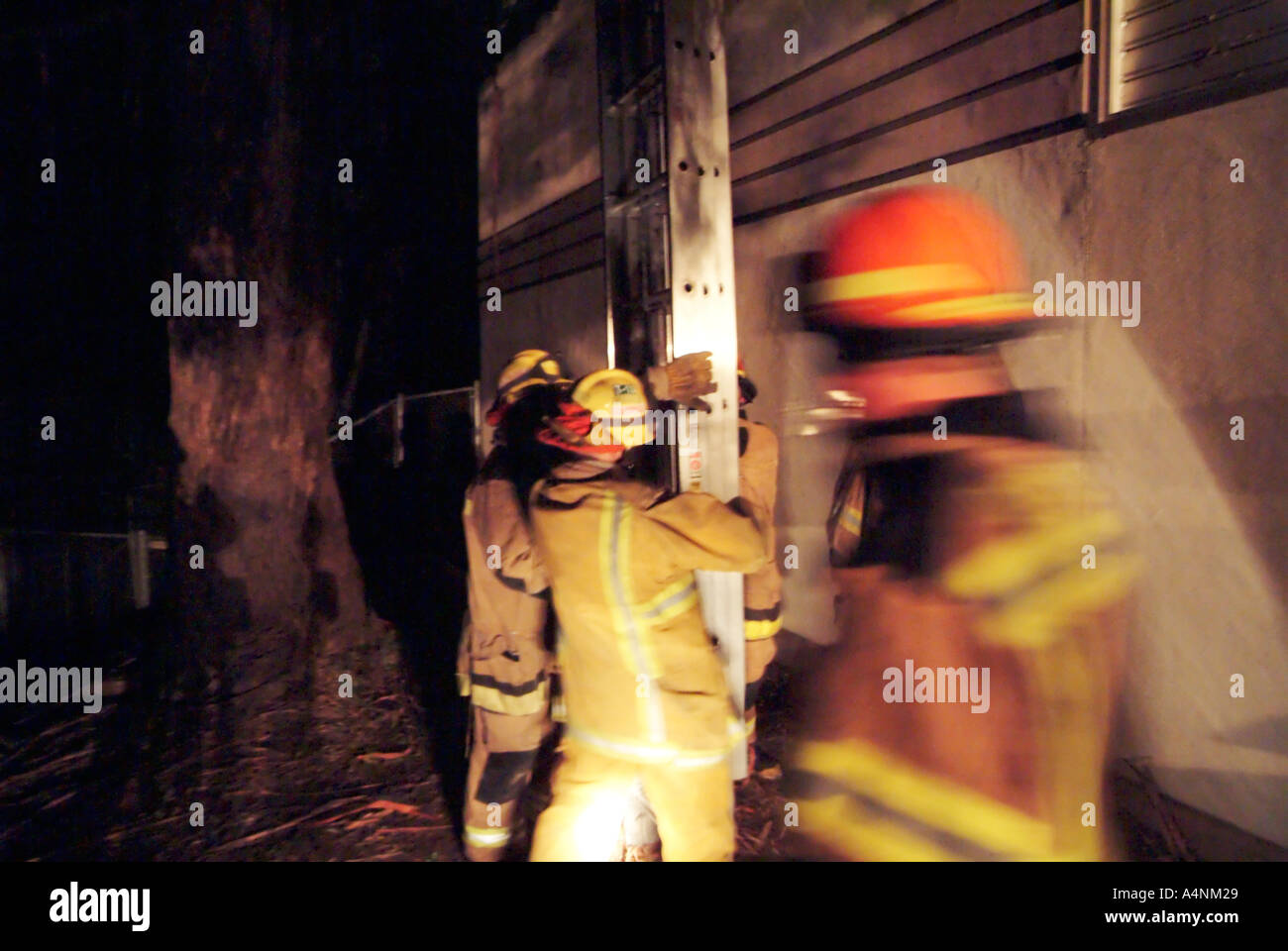 Firefighter trainees practice their skills with ladders Stock Photo - Alamy