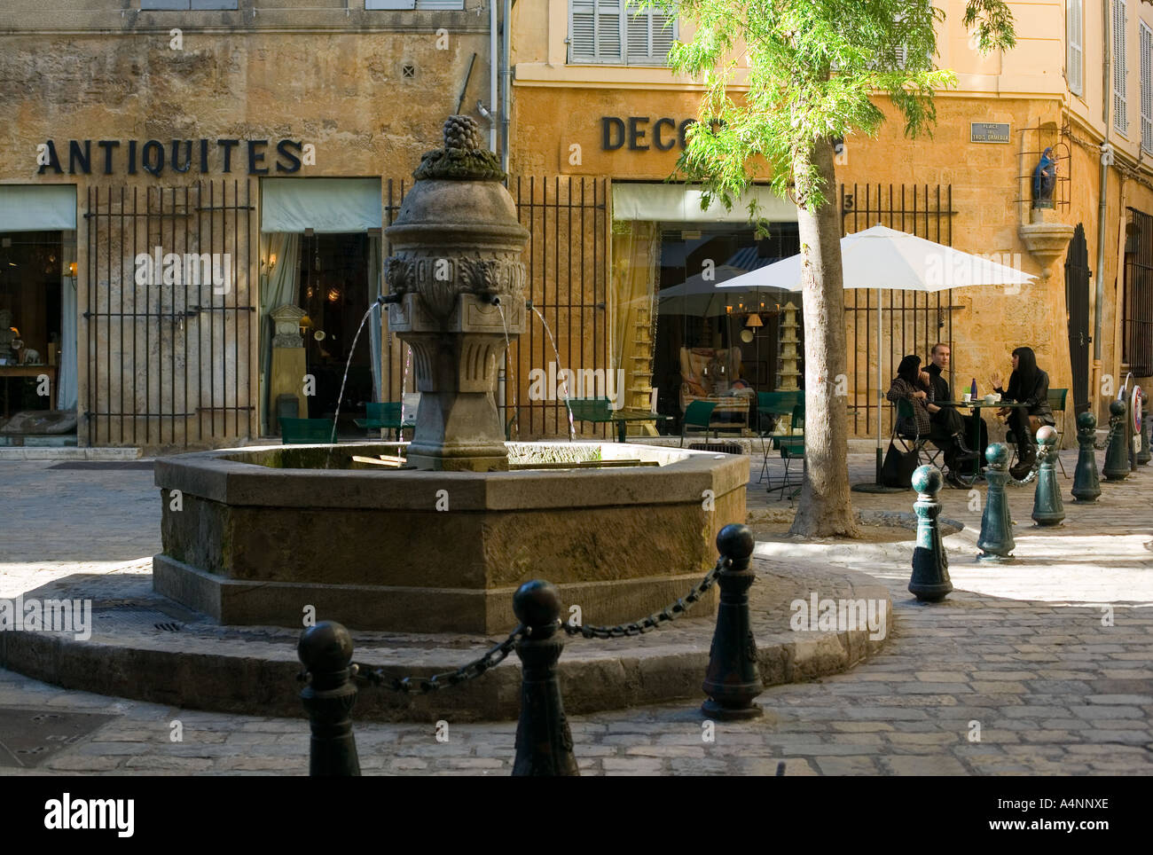 Place des Trois Ormeaux, a small square in Aix-en-Provence, France ...