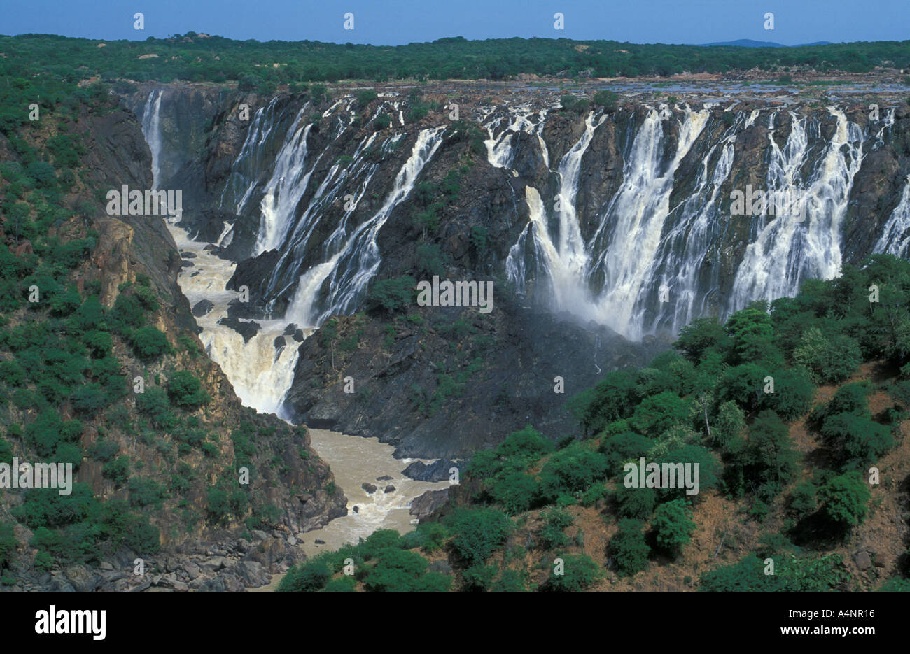 Ruacana water falls Kunene river border to Angola Namibia Stock Photo ...