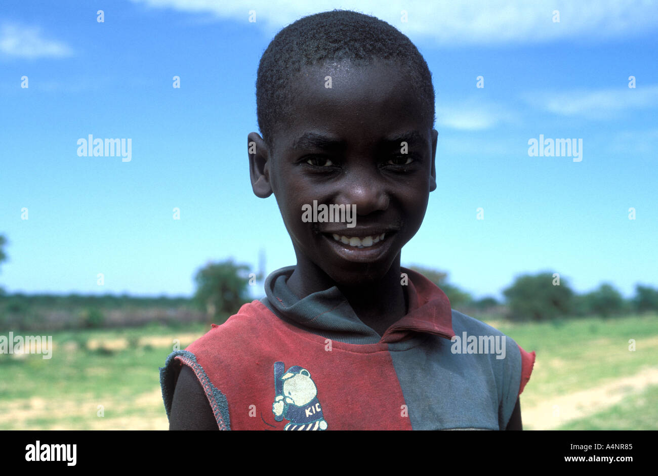 portrait of boy of Ovambo tribe near Kamanja Ovamboland Namibia Africa ...