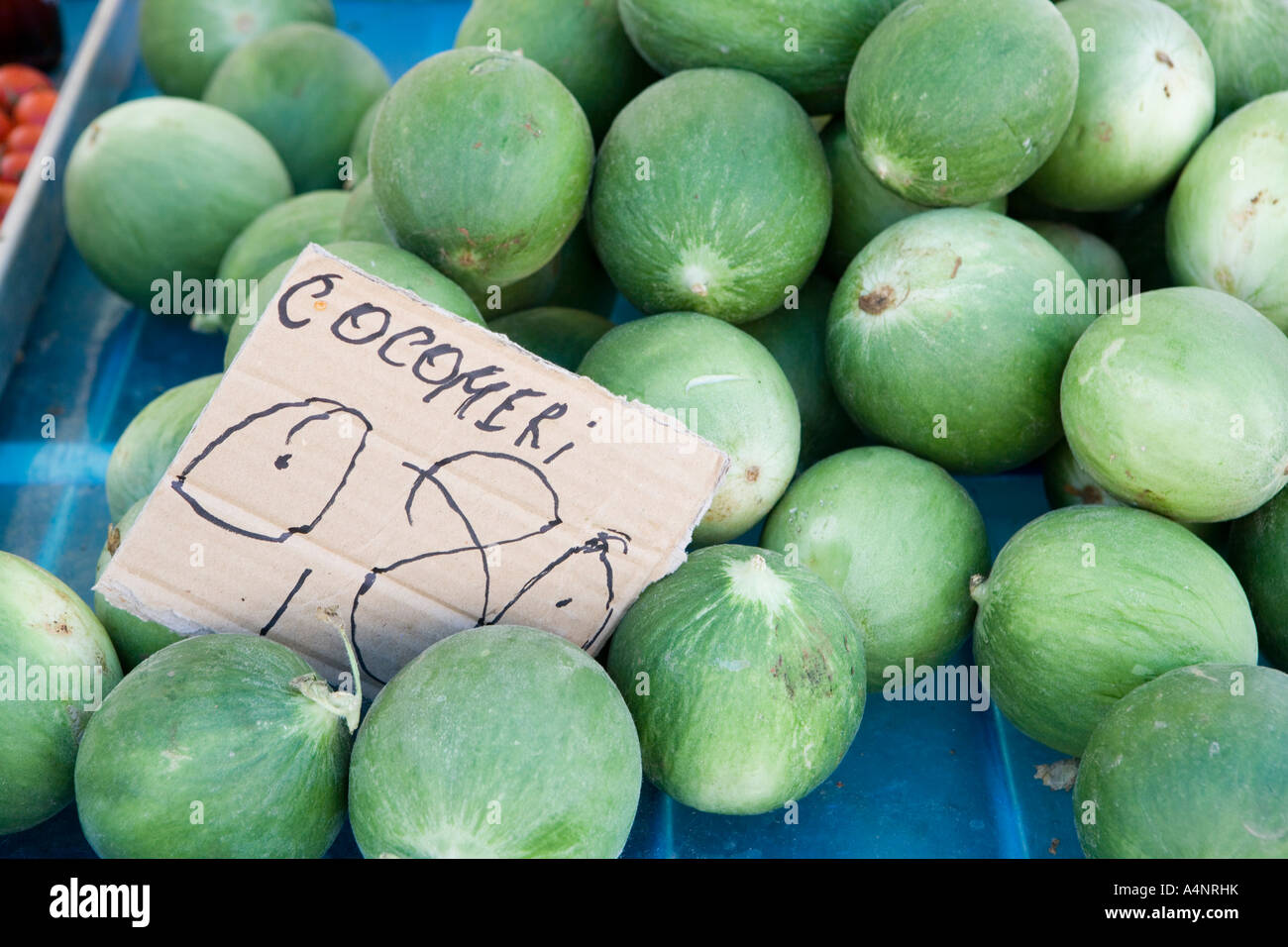 Round cucumbers for sale Cisternino Puglia Italy Stock Photo - Alamy