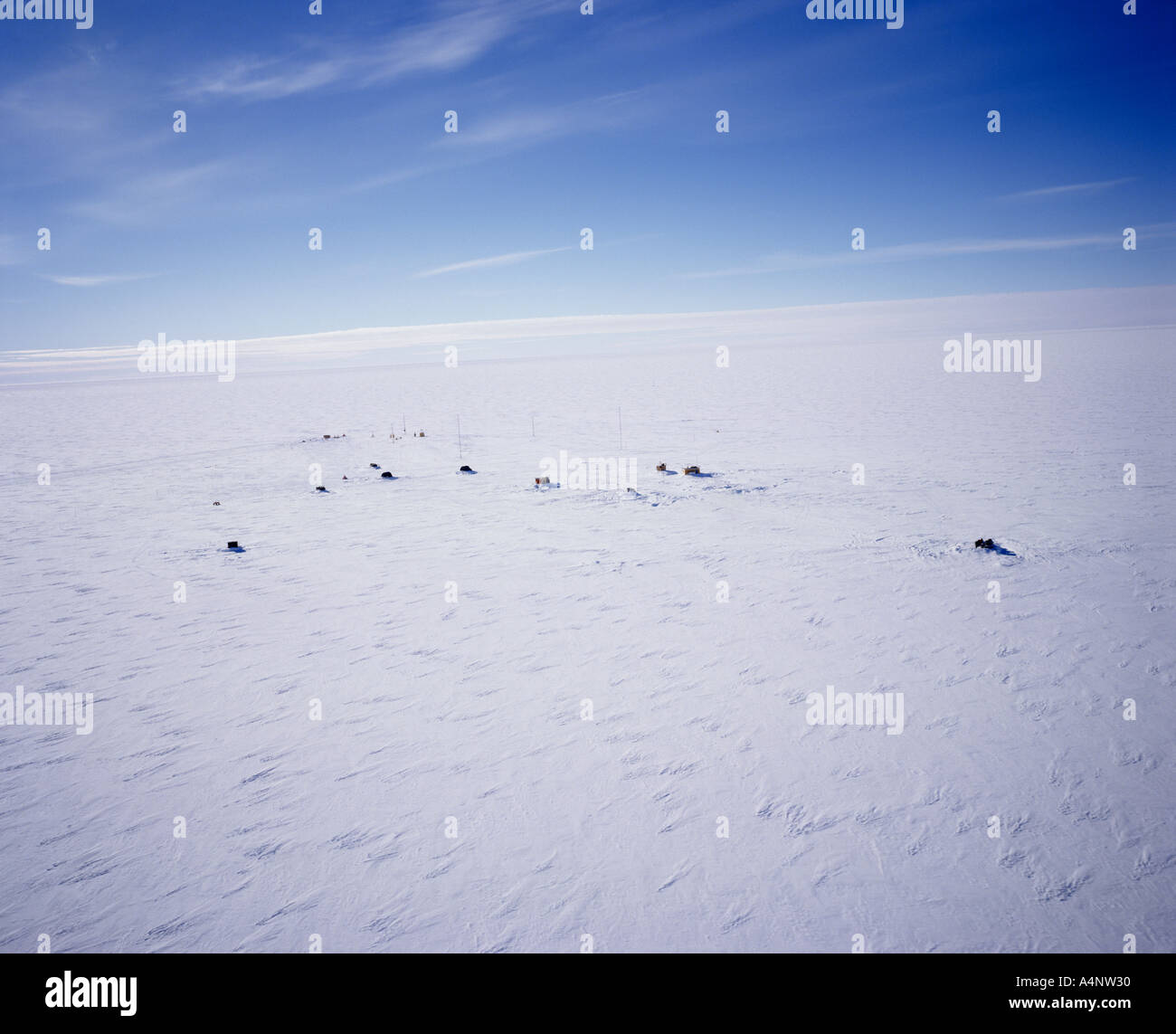Aerial view of Siple Station main base is 40ft under the ice United ...