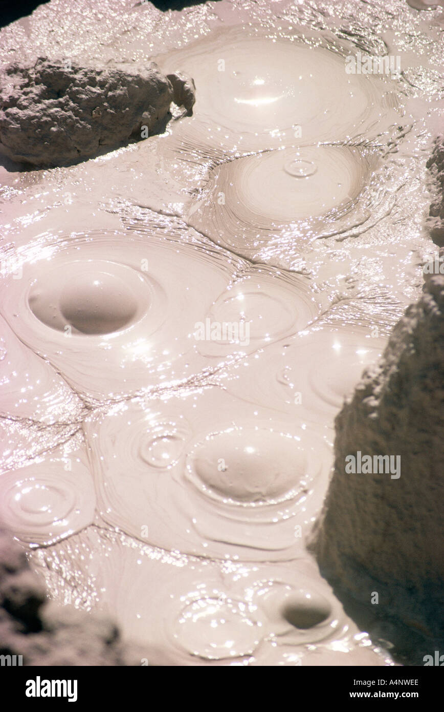 Blisters measuring about 10 cm across in boiling mud pool Mud volcano ...