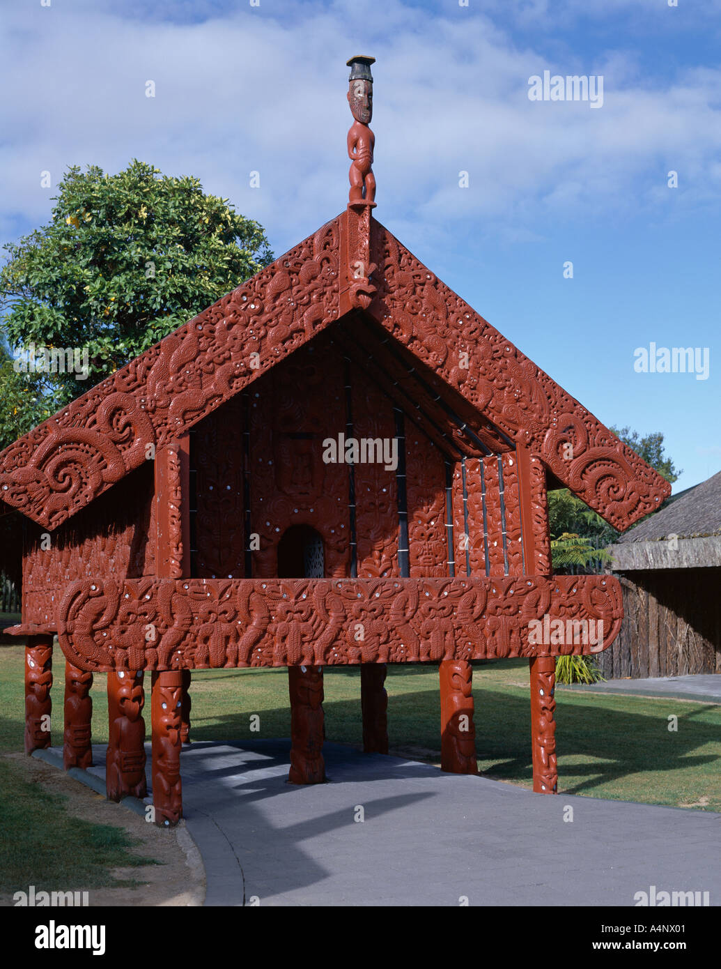 Exterior of Maori house Whakarewarewa Rotorua North Island New Zealand ...
