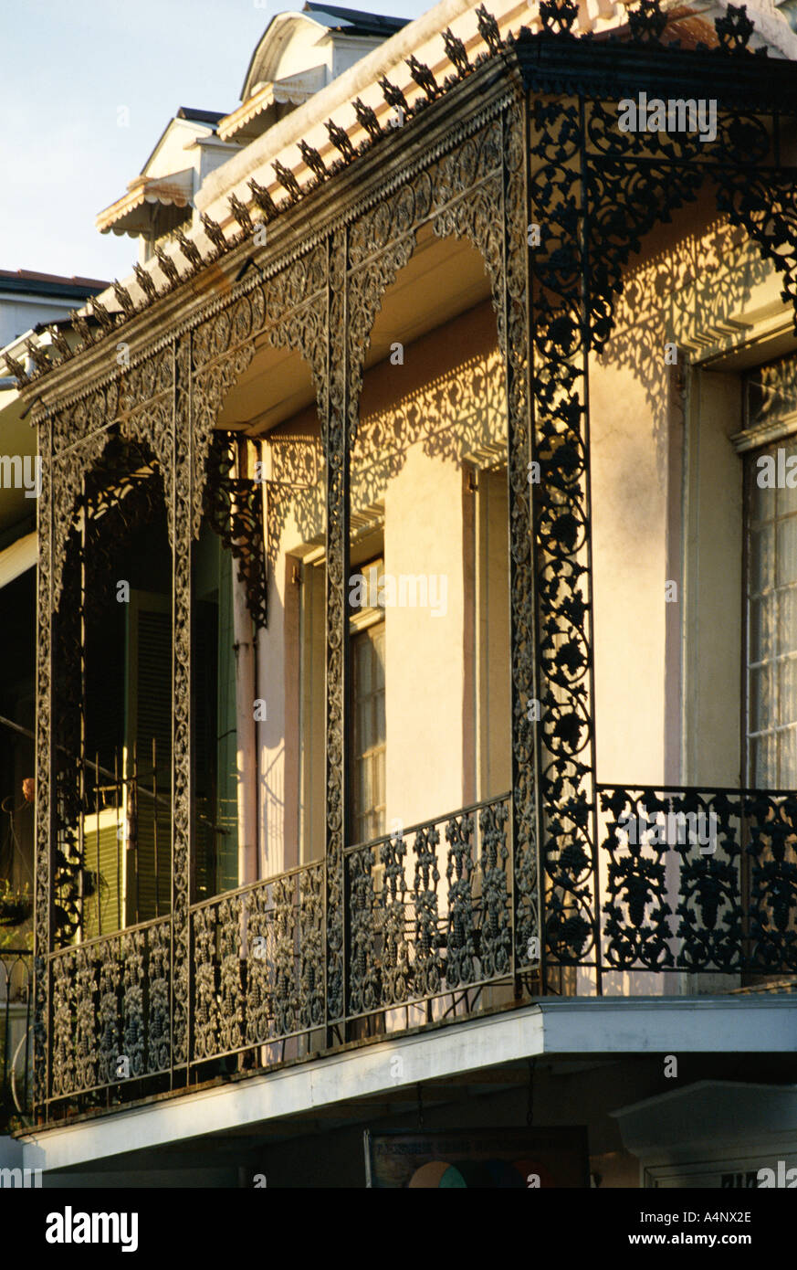 Wrought ironwork on balcony French Quarter New Orleans Louisiana United ...