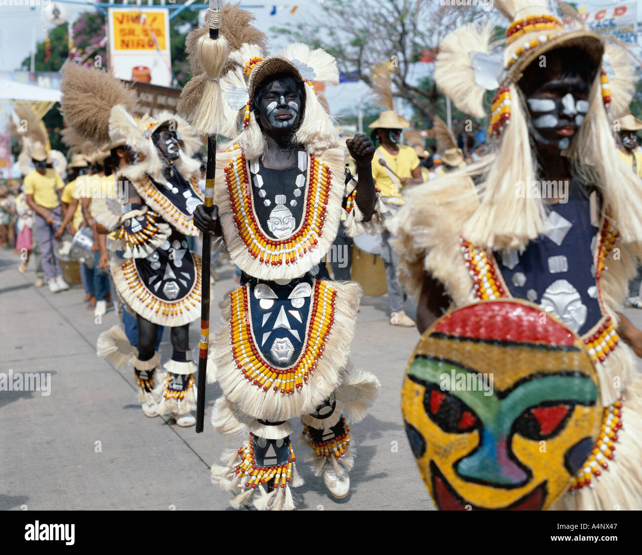 People in costume and facial paint Ati Atihan festival Kalibo ...