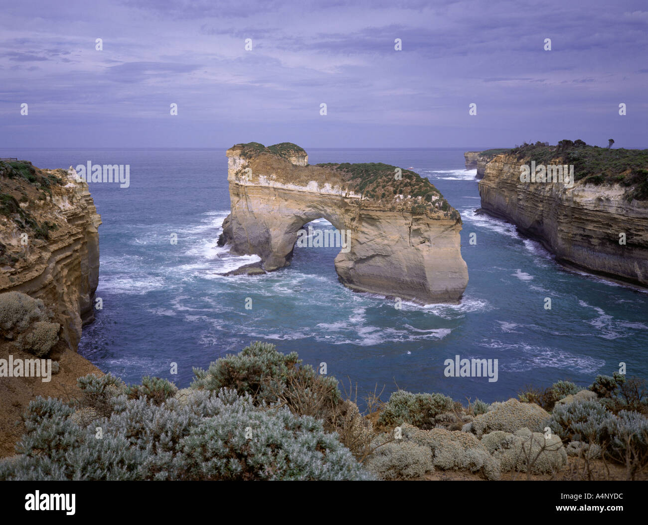 Eroded coastal feature sandstone arch Loch Ard Gorge Great Ocean Road ...