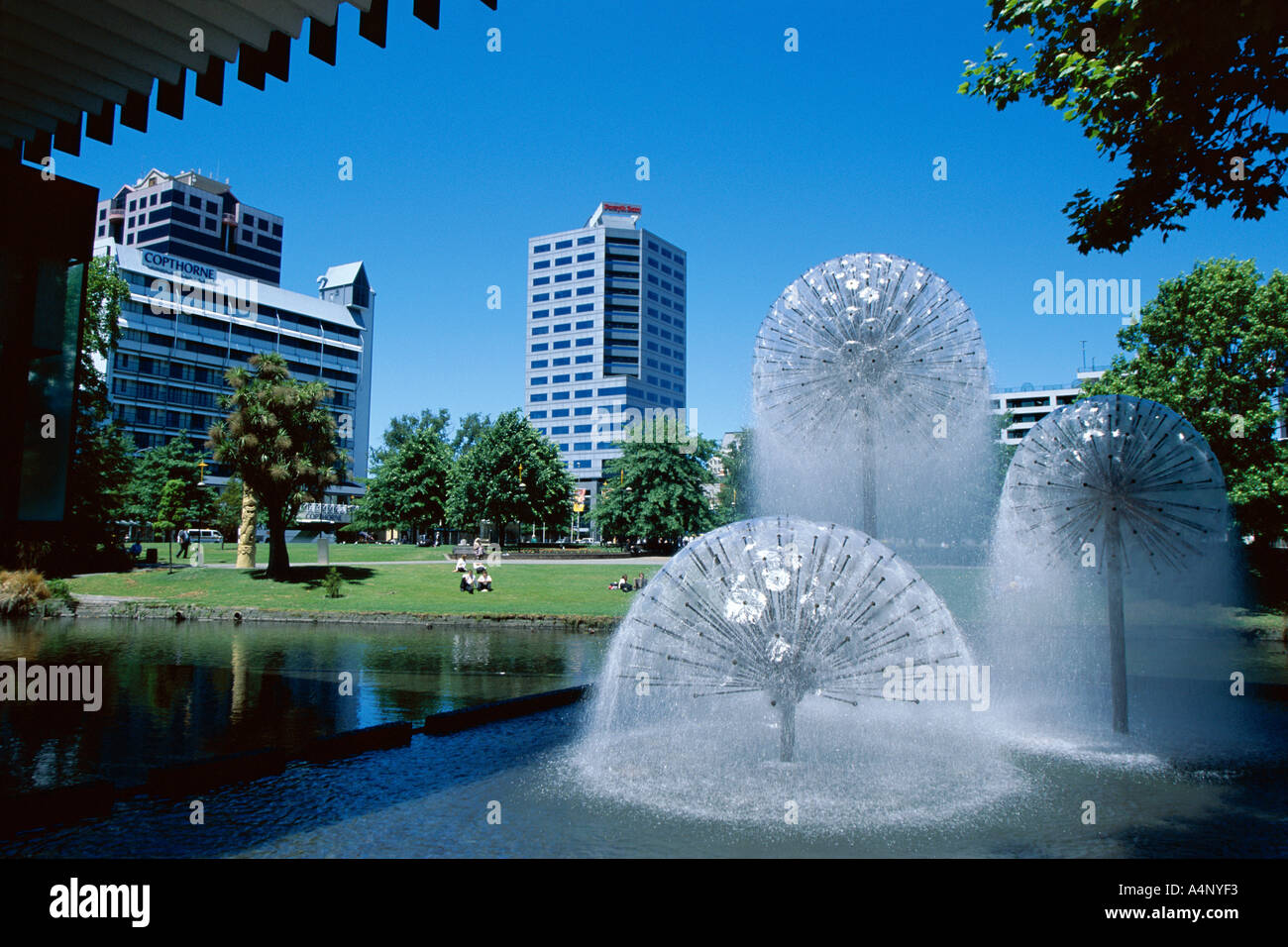 Town Hall fountain Christchurch Canterbury South Island New Zealand ...