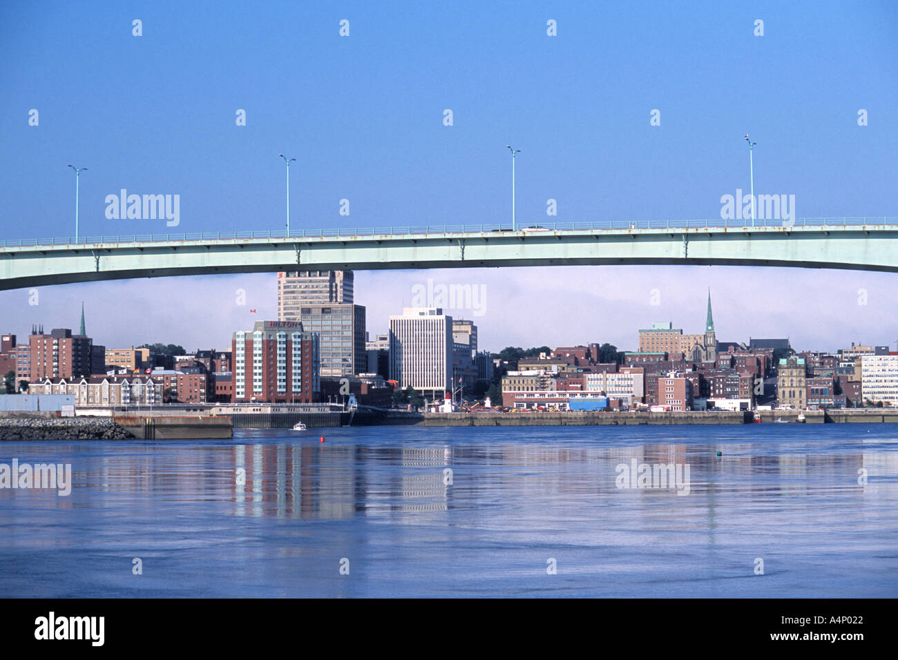 The Saint John Harbour Bridge over the Saint John harbor and the end of ...