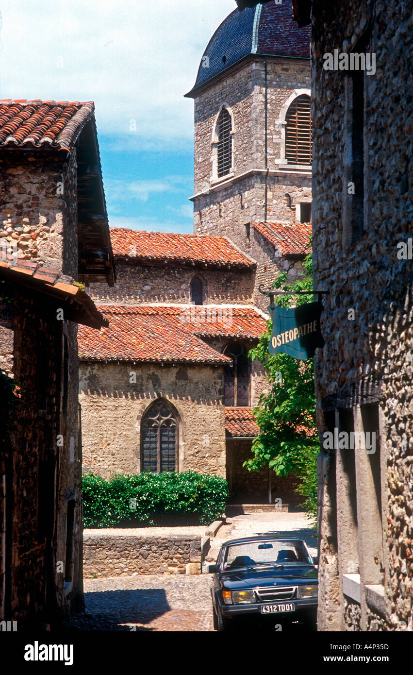 Sainte Marie Madeleine church medieval town Perouges Ain France Stock ...