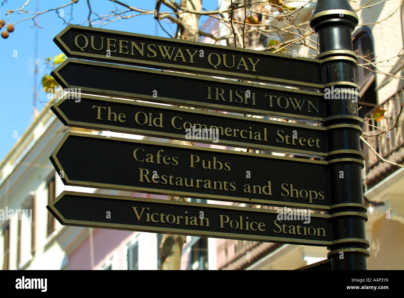 directions street sign gibraltar Stock Photo - Alamy