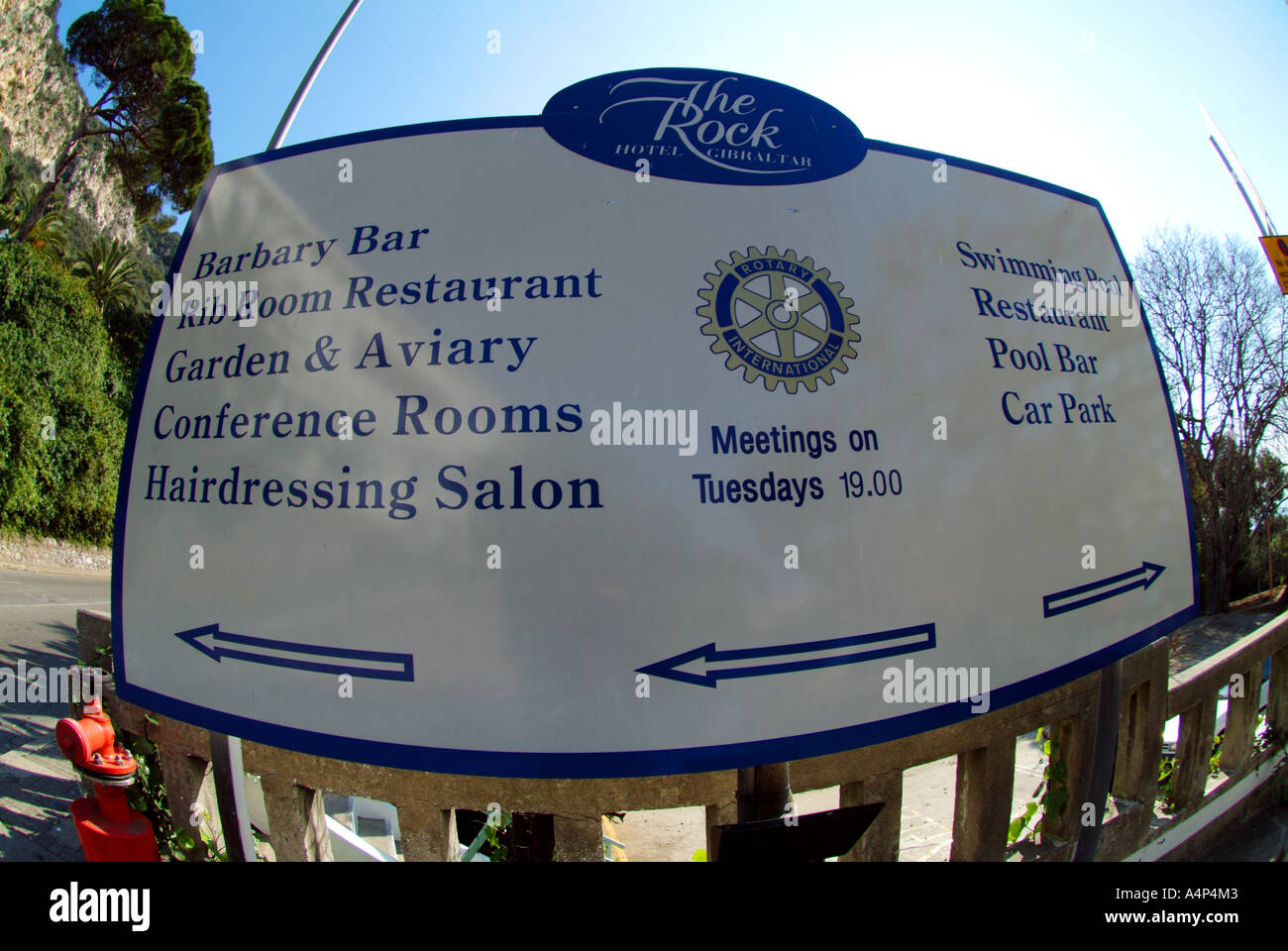 the rock hotel the rock of gibraltar sign Stock Photo - Alamy