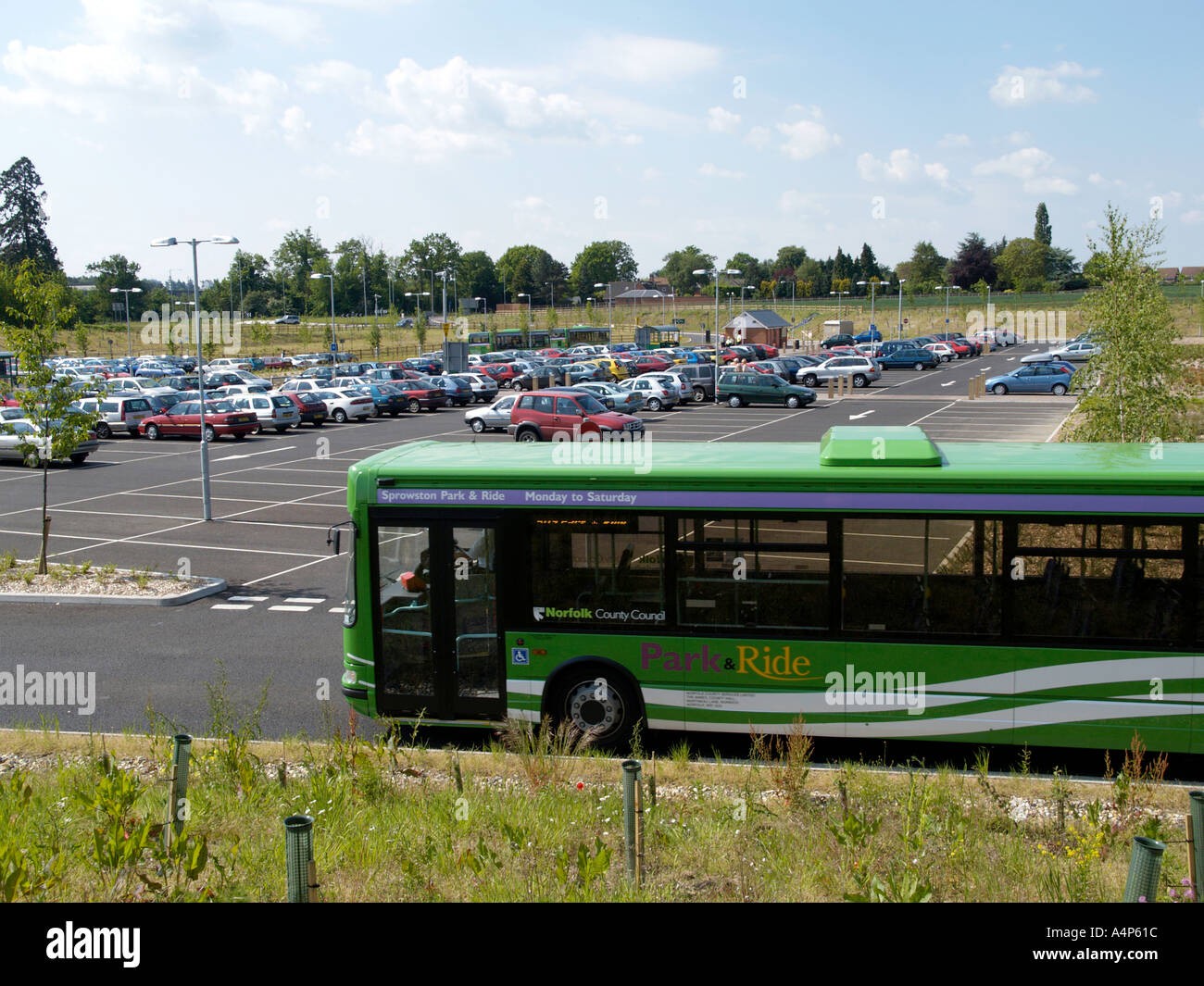PARK AND RIDE CAR PARK SPROWSTON NORWICH NOFOLK EAST ANGLIA ENGLAND UK ...