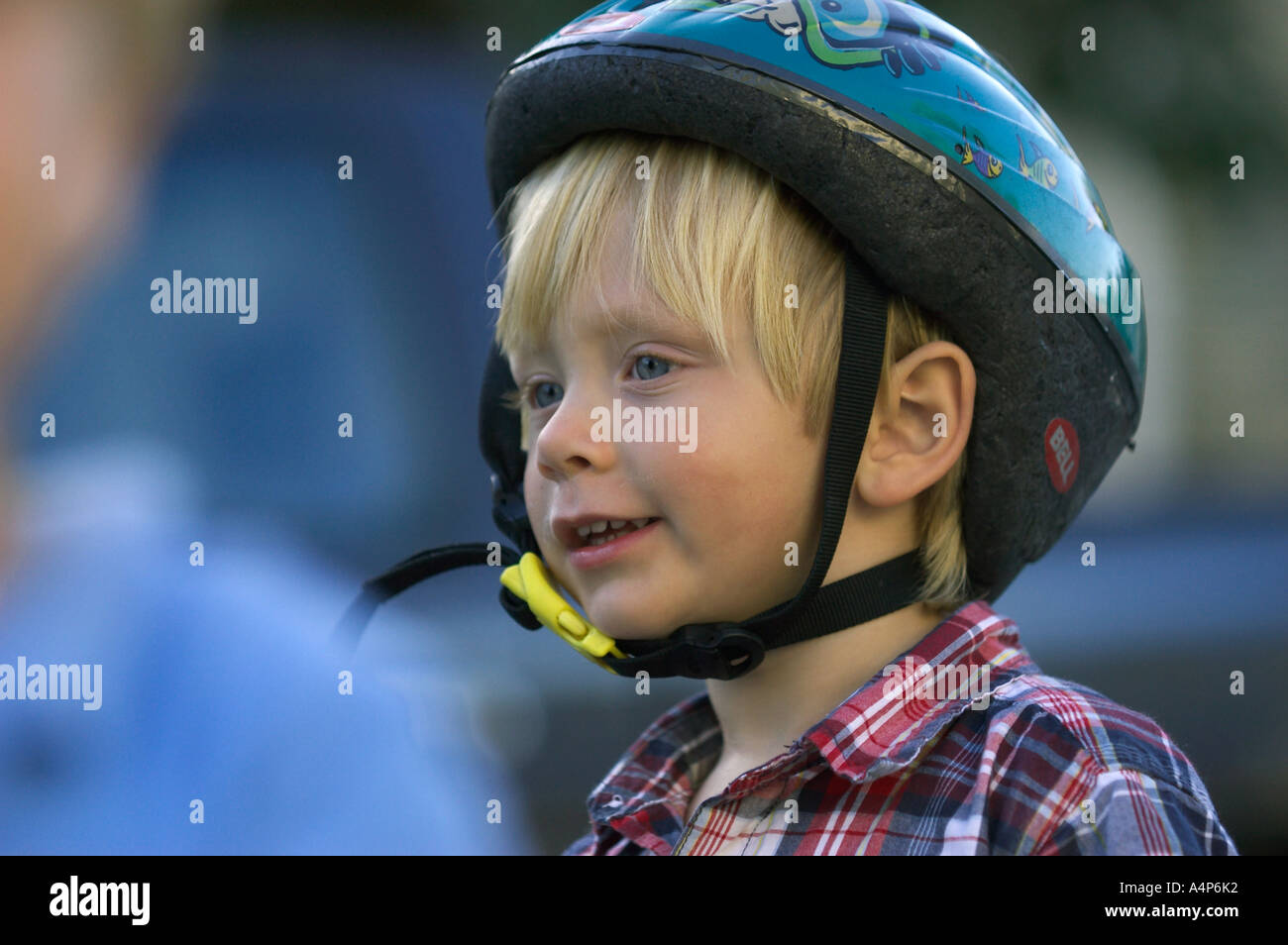 boy wearing bike helmet Stock Photo - Alamy