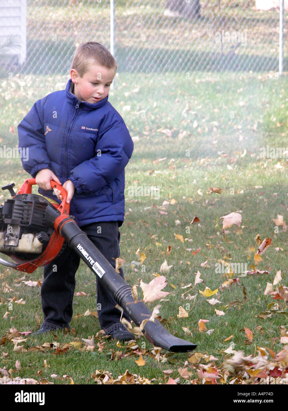 Family yard work autumn leaves chore work hi-res stock photography and ...