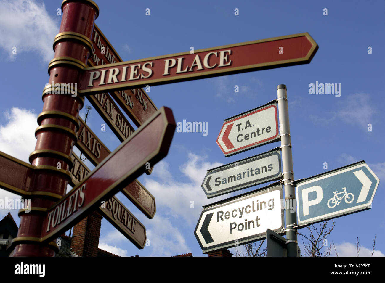 The street signs at the end of East Street, Horsham, West Sussex Stock ...