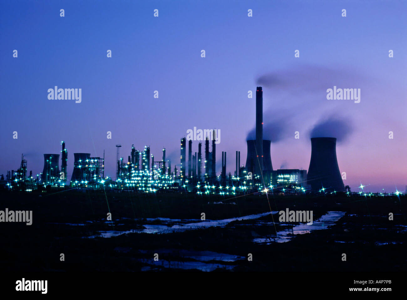 Chemical industrial works at dusk Baglan Bay Wales UK Stock Photo - Alamy