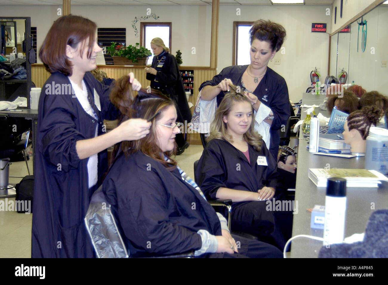 Students Learn Profession of Hair Dressing Stock Photo - Alamy