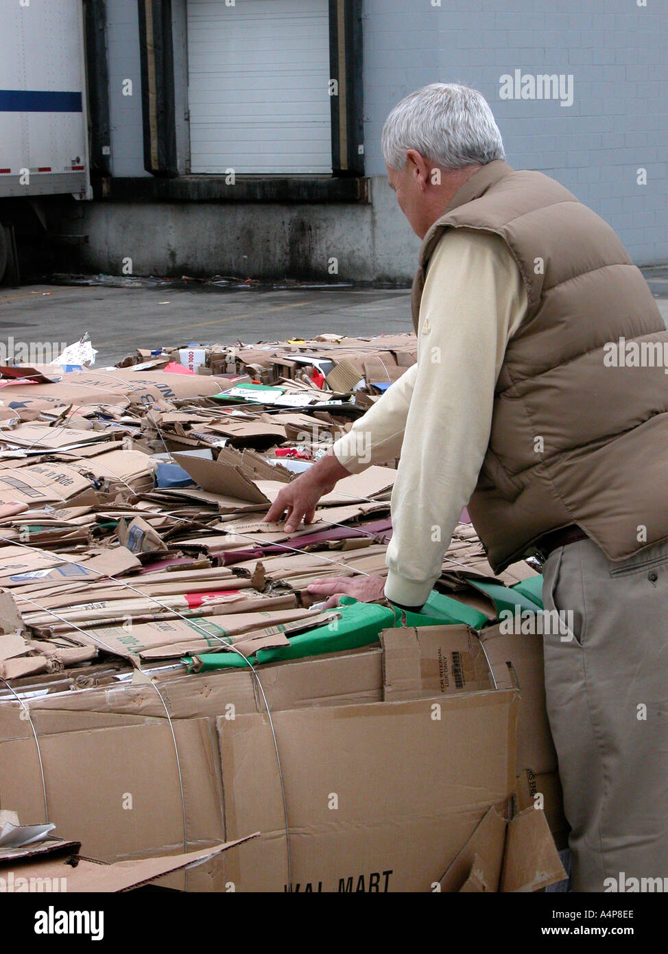Wal Mart store prepares card board boxes for recycling Stock Photo - Alamy