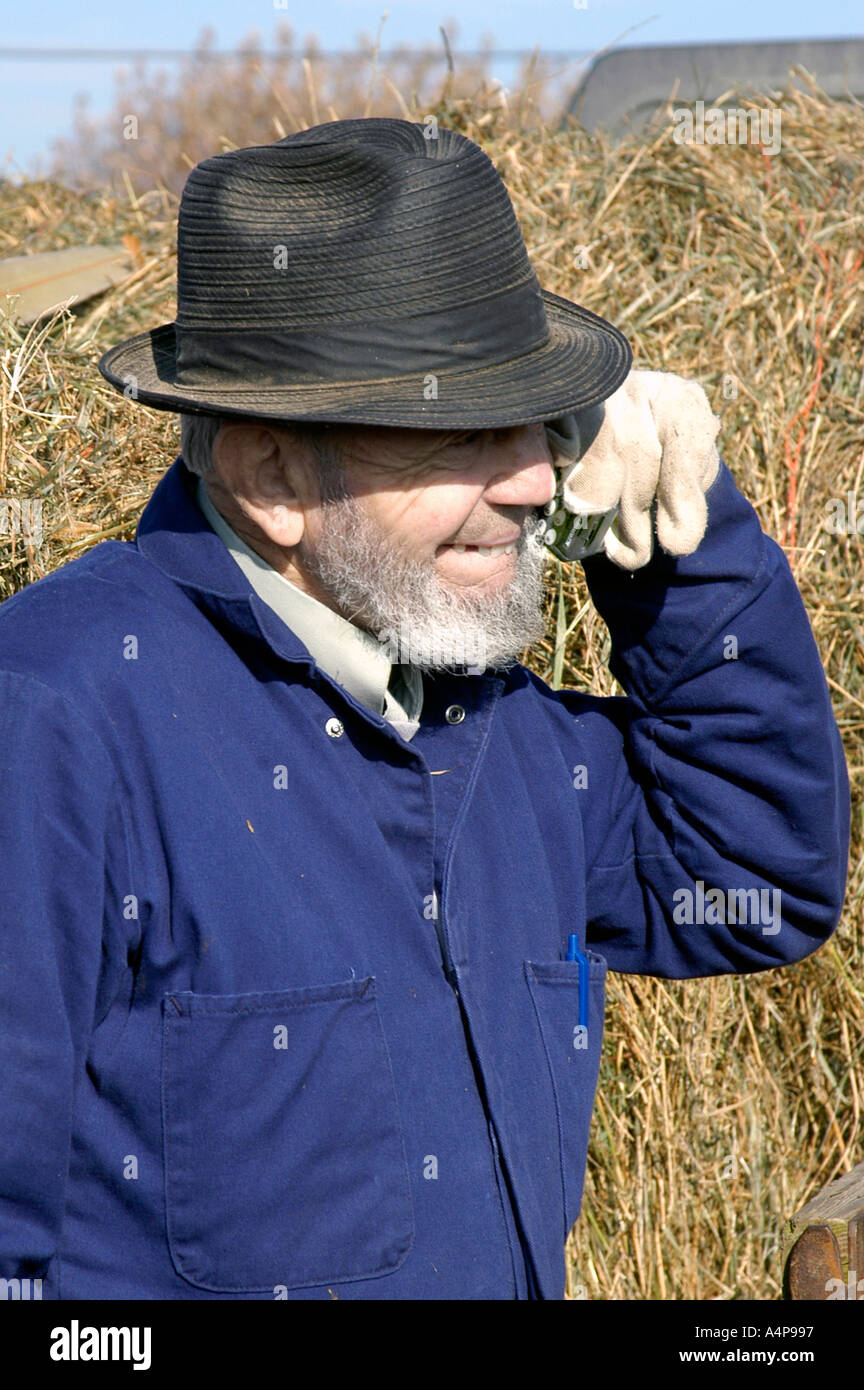 Amish male uses cellular telephone for communication Shipshewana ...
