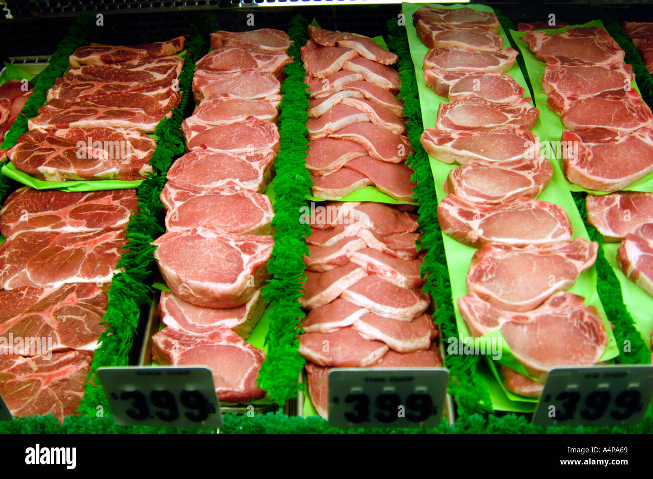 Fresh red meat on display in a meat market Stock Photo - Alamy