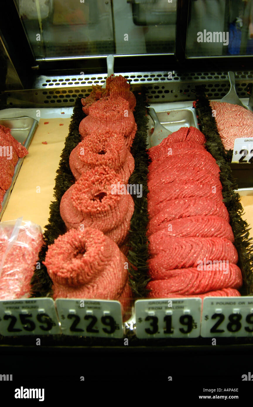 Fresh red meat on display in a meat market Stock Photo - Alamy