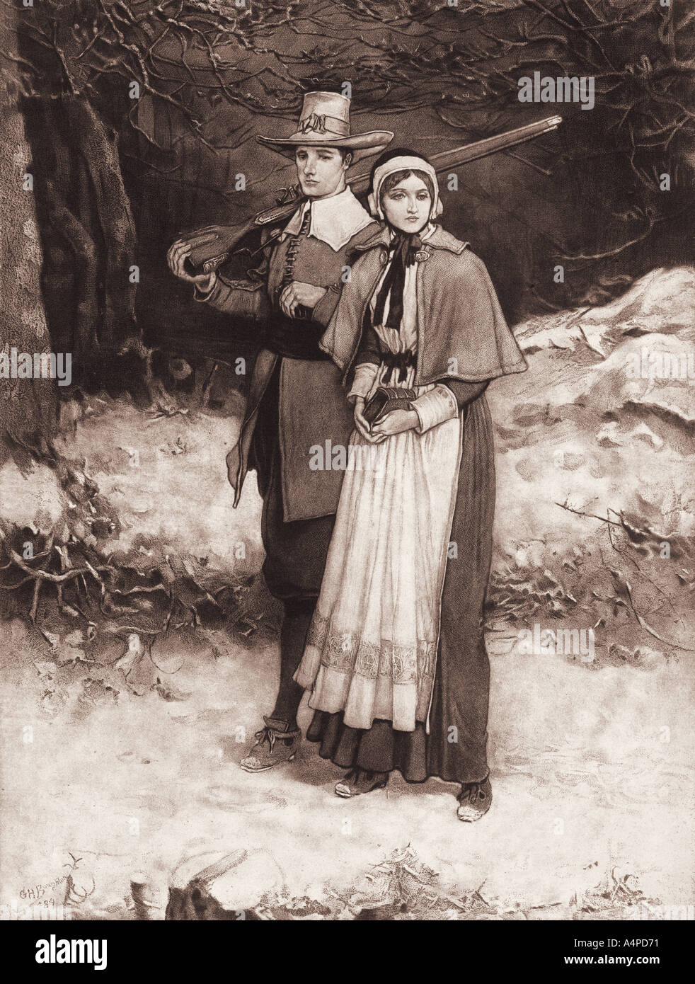 A puritan couple Stock Photo - Alamy