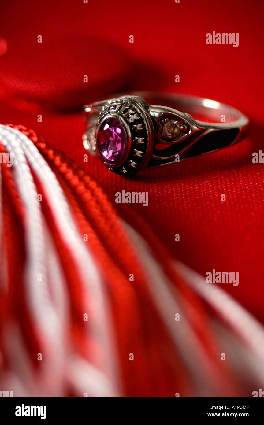 Class ring graduation cap and tassel Stock Photo - Alamy