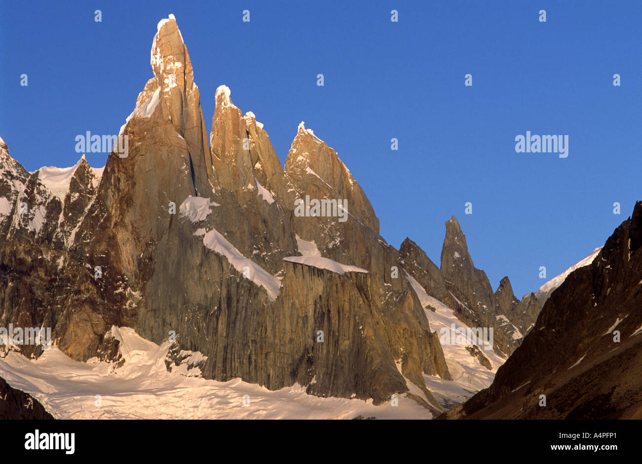 Cerro Torre Mountain Range after sunrise El Chalten Los Glaciares ...