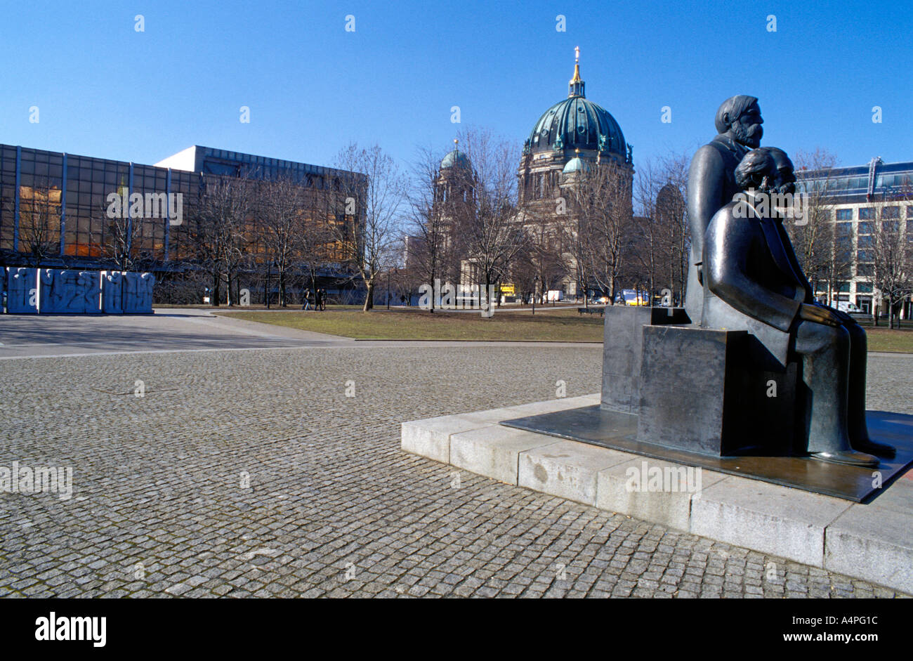 Statue of Marx and Engels Alexanderplatz square Mitte Berlin Germany ...