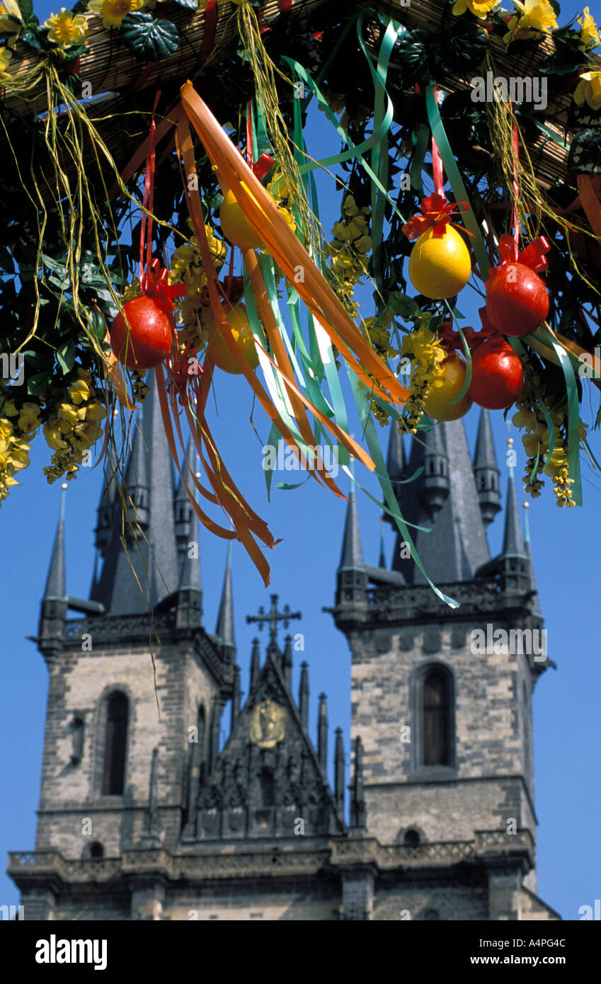 Easter gate decoration hanging from the Easter gate on Old Town Square ...