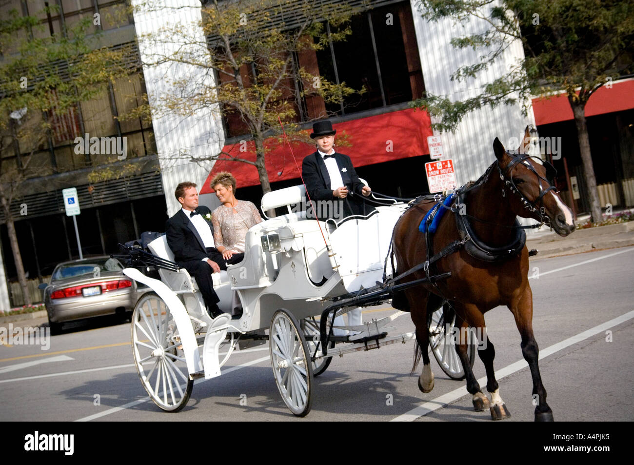 Couple on horse drawn carriage ride Stock Photo - Alamy
