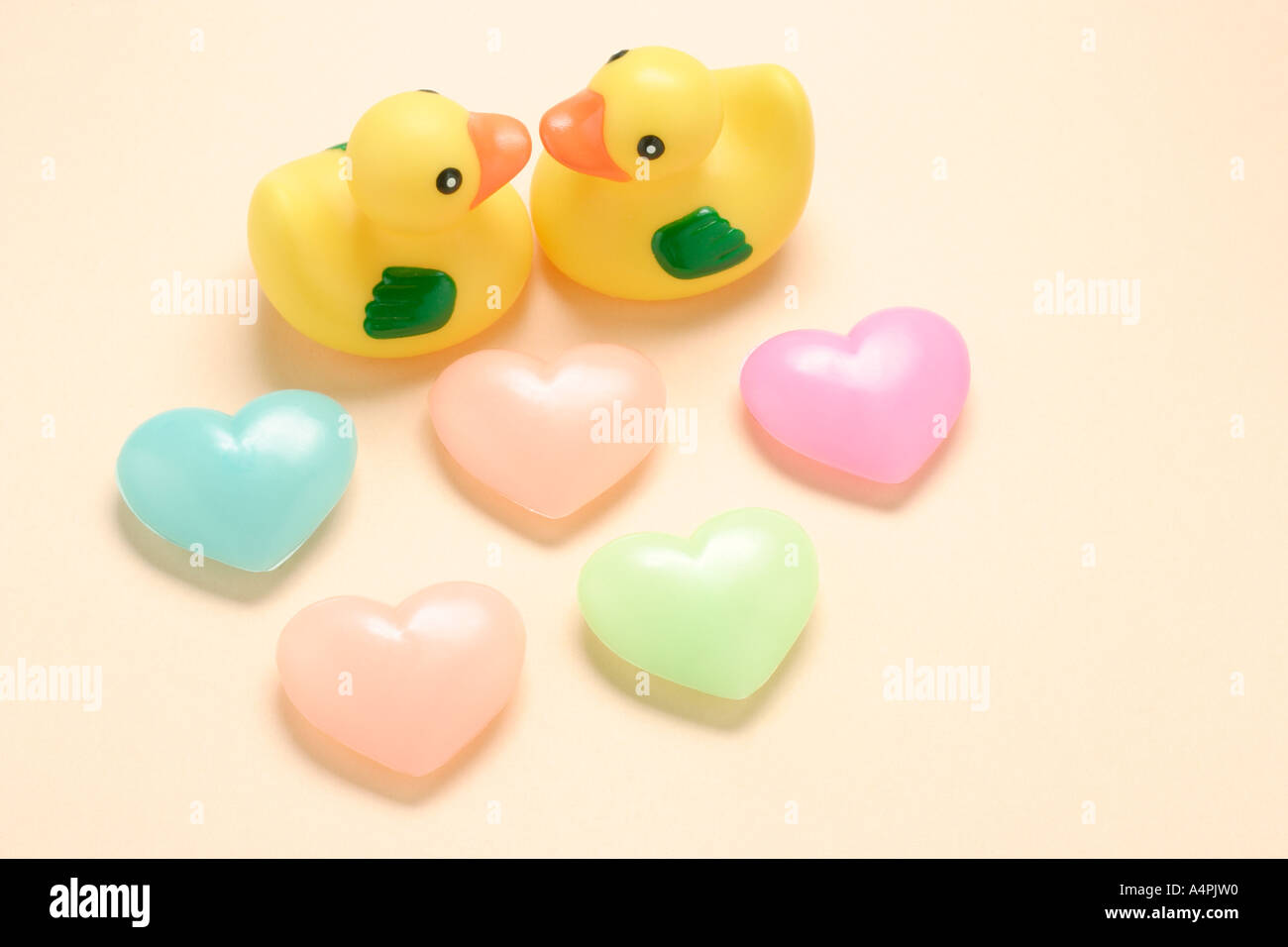 Rubber Ducks and Love Hearts Stock Photo - Alamy