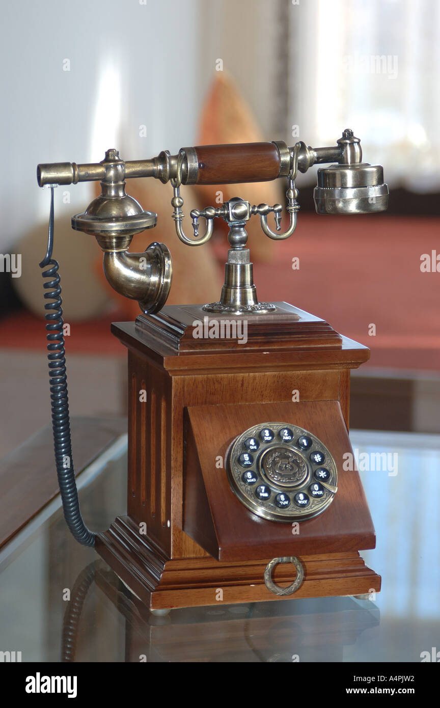 ANG77780 Antique old type of telephone used mainly as decorative Stock ...