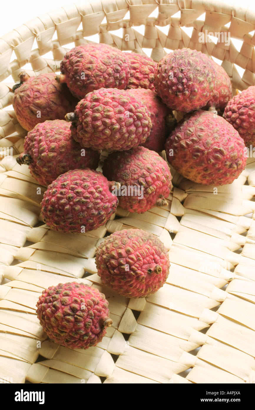 Lychees in Bamboo Basket Stock Photo - Alamy