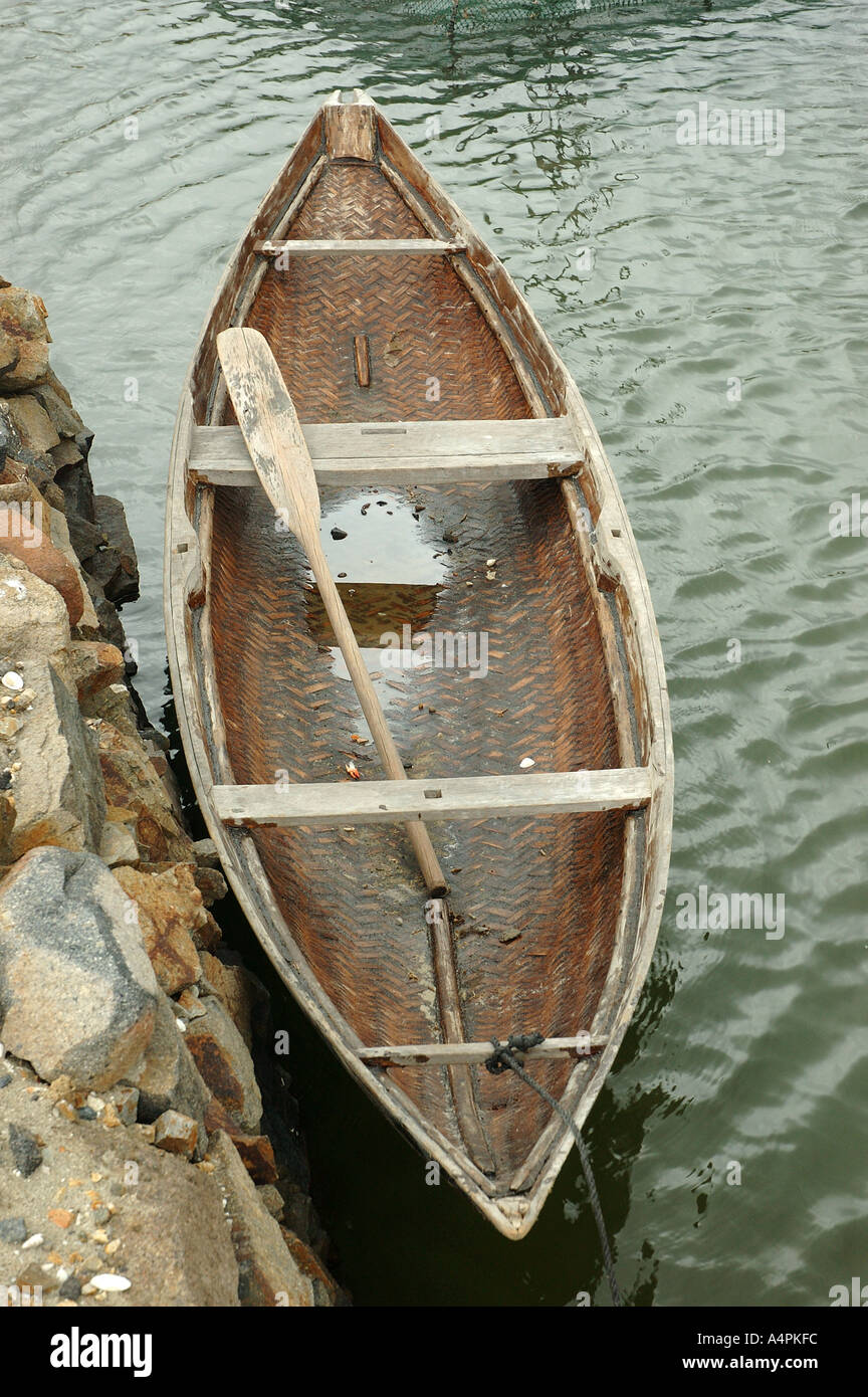 Small woven bamboo boat central Vietnam South East Asia Asian orient ...