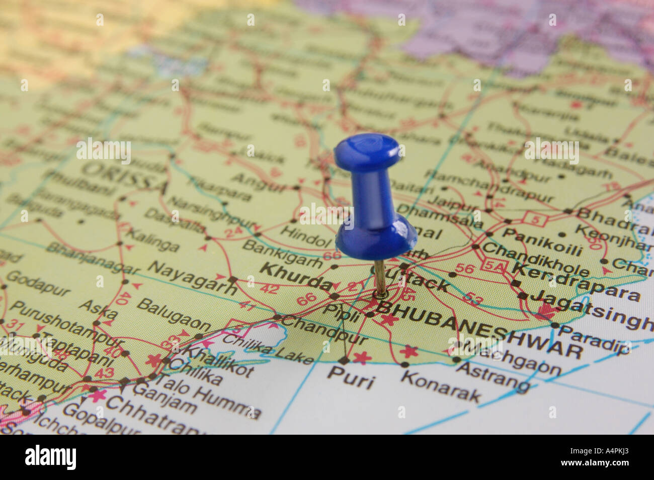 ANG77815 Map of India Bhubaneshwar Capital of Orisa by Blue colored ...