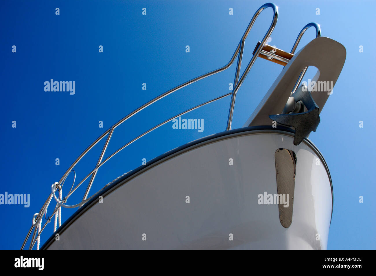 Bow of boat against a blue sky Stock Photo - Alamy