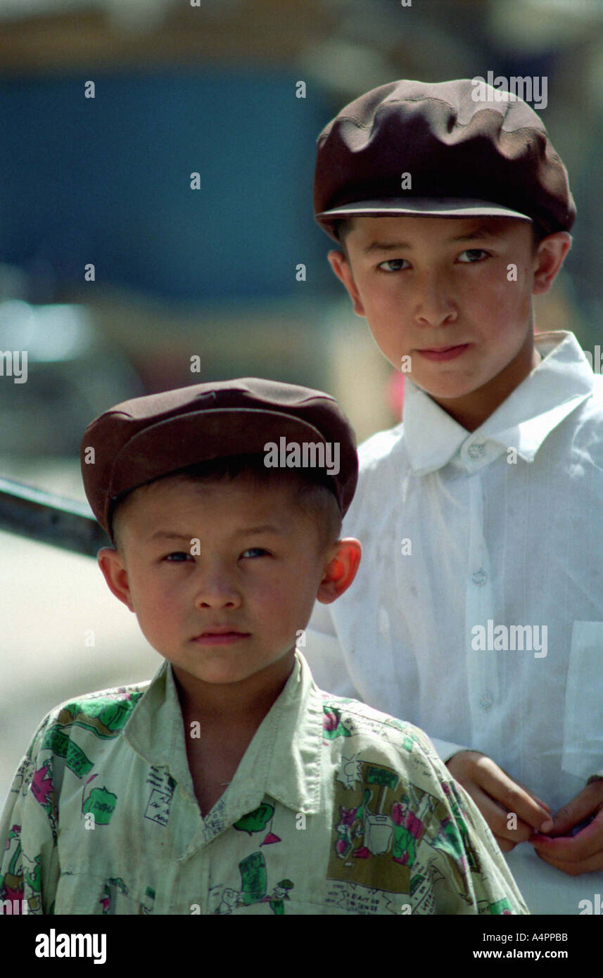 Chinese boys Kashgar China Stock Photo - Alamy