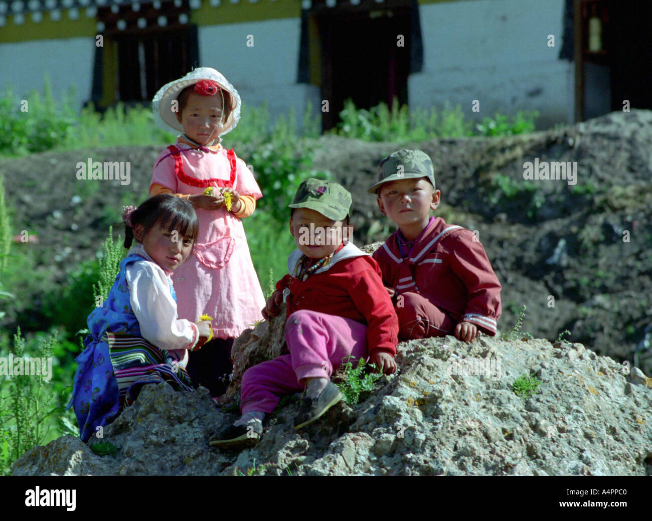 Tibetan children Langmusi Tibet Stock Photo - Alamy