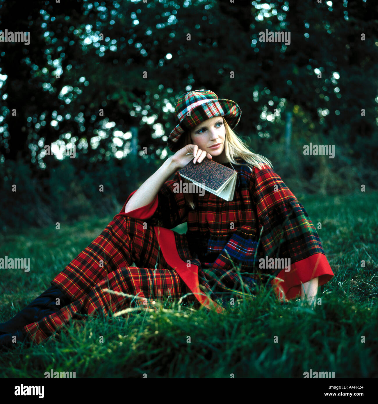 Female Model wearing tartan Stock Photo - Alamy